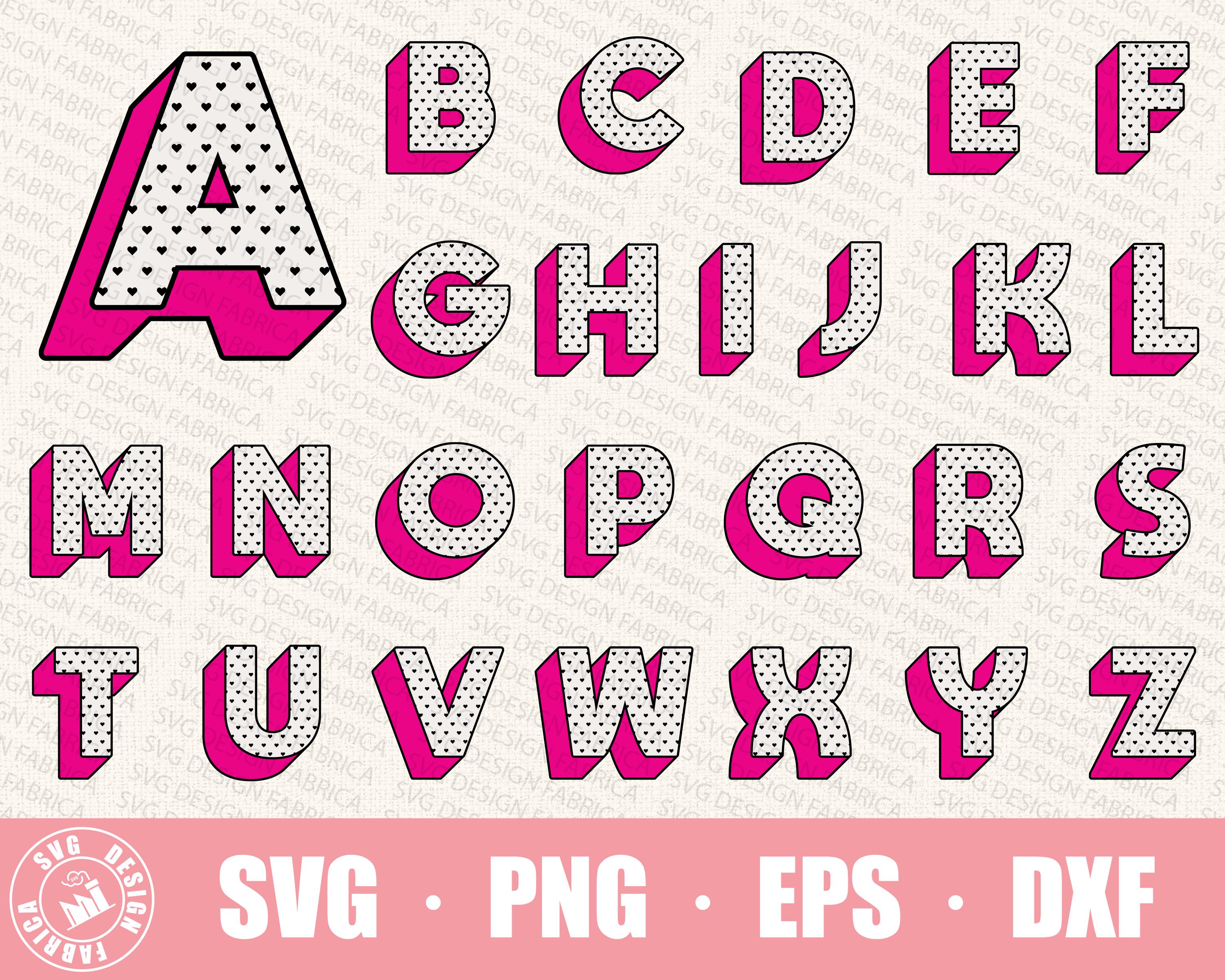 Polka Dot Alphabet Svg / Polka Dot Alphabet Heart Svg / Pink Polka Dot ...