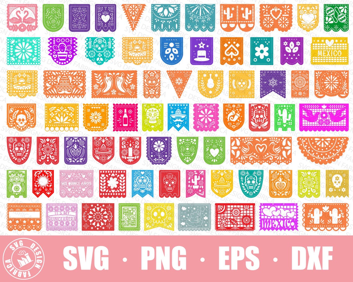 Papel Picado SVG Bundle / Papel Picado PNG Bundle / Papel Picado ...