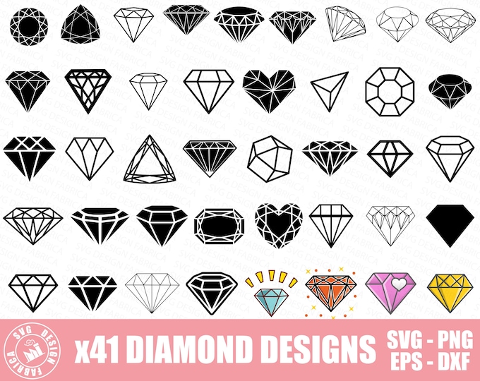 Diamond Svg Bundle Diamond Cut Files Diamond Vector Diamond Outline Svg ...