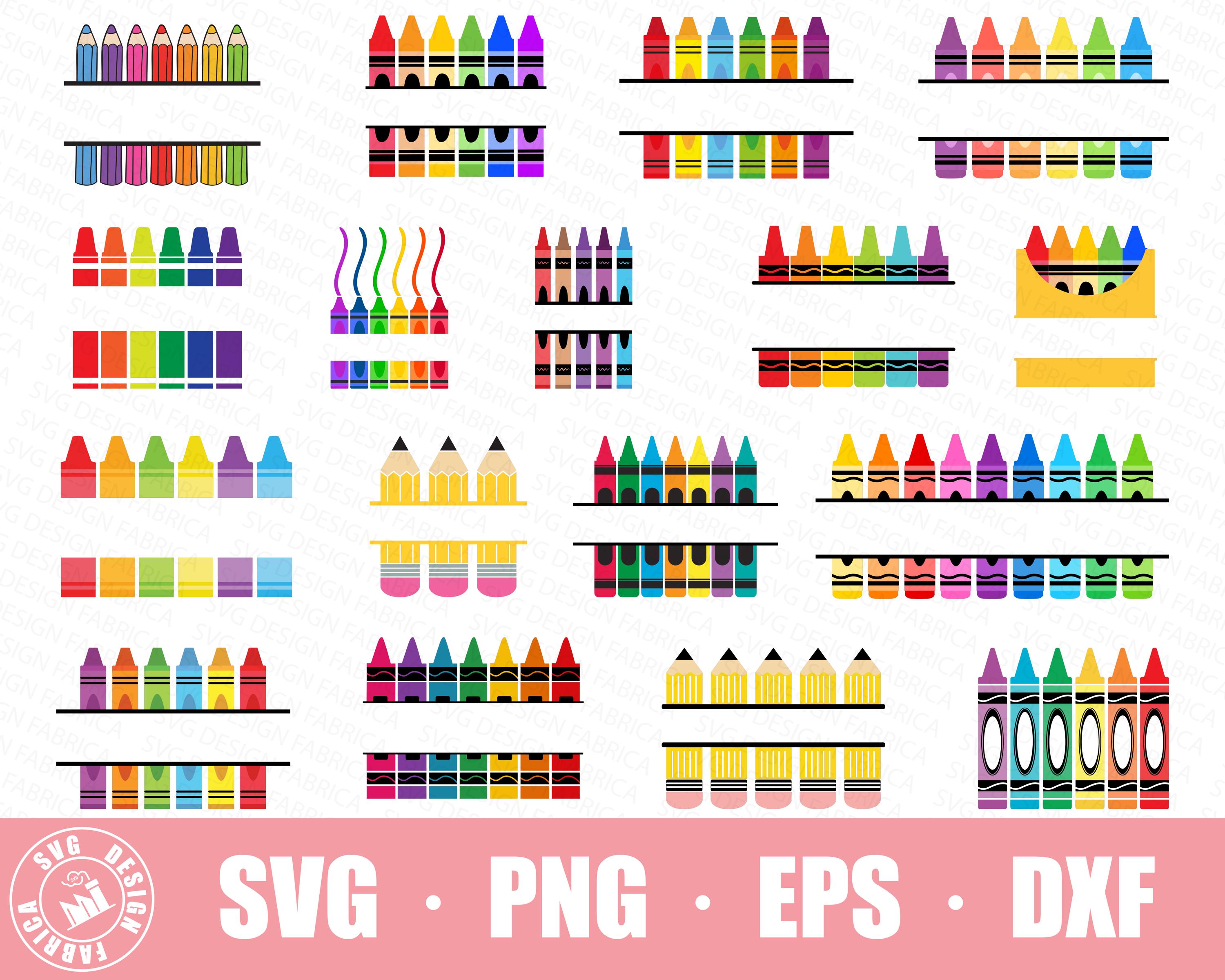 Crayon Split Monogram Svg / Crayon Svg / Teacher Svg / Crayon Wrapper ...