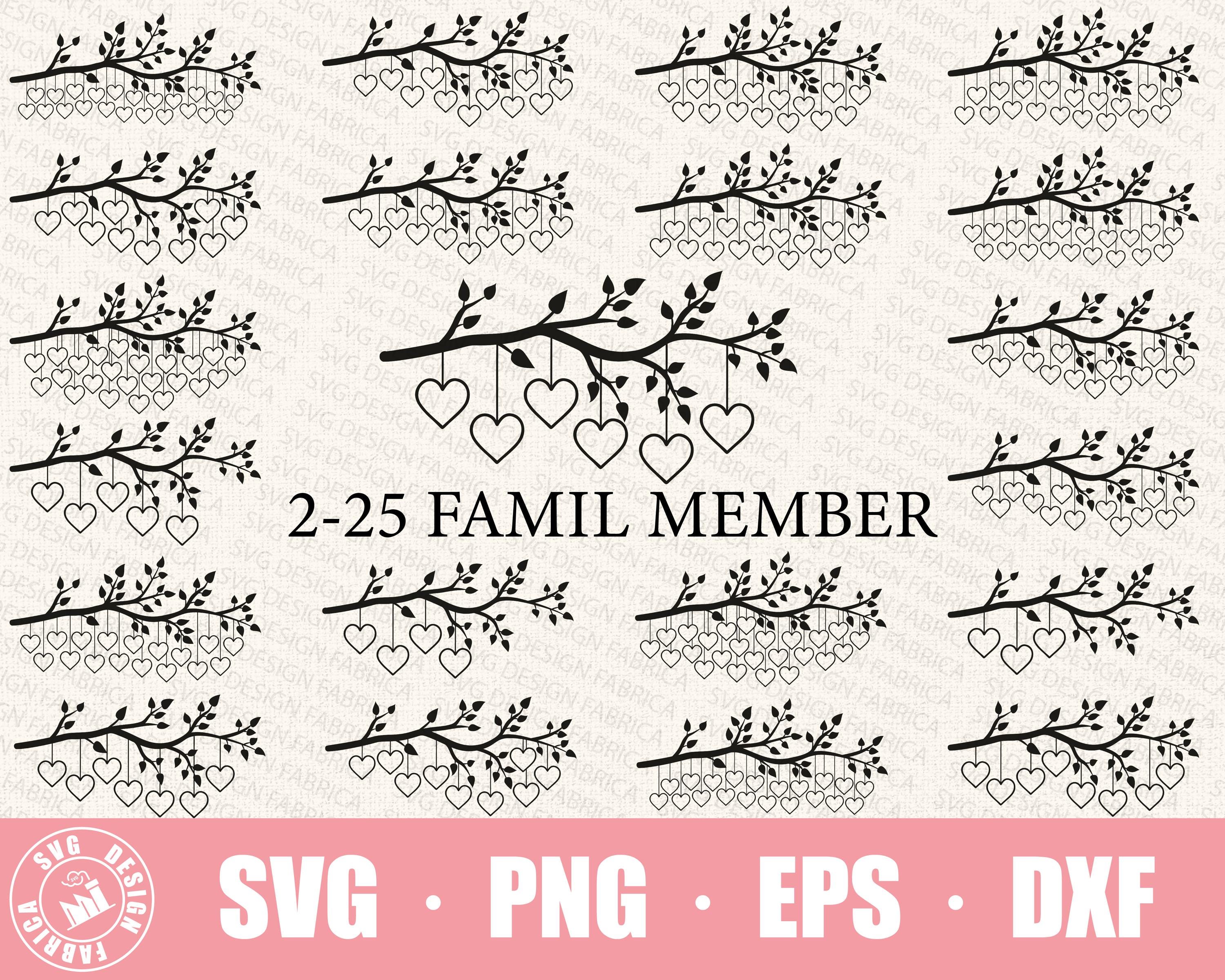 Family Tree Svg Bundle 2-25 Members Monogram / Tree Brach Svg / Family ...