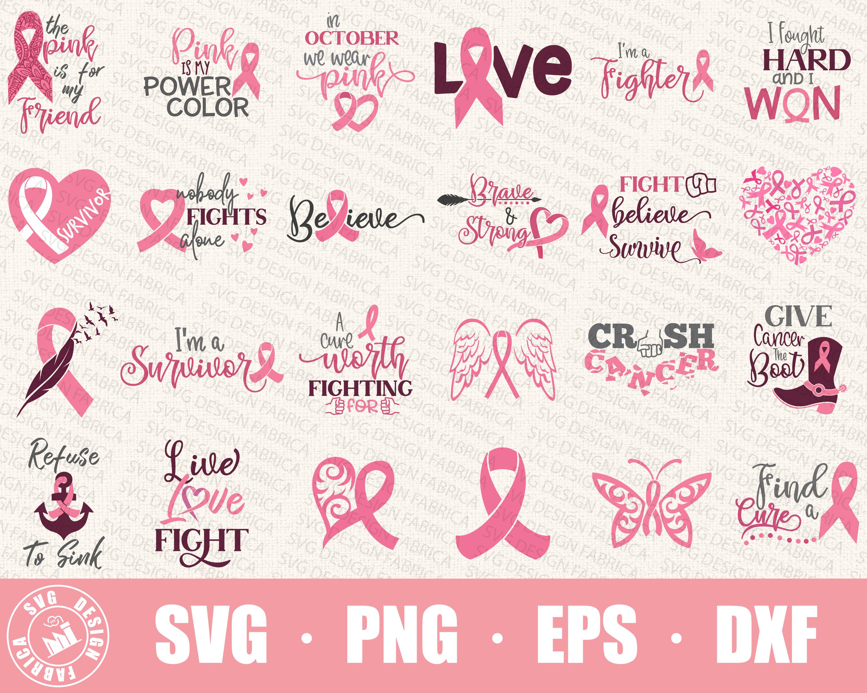 Breast Cancer SVG Bundle / Pink Awareness Ribbon Svg / Cancer Awareness ...