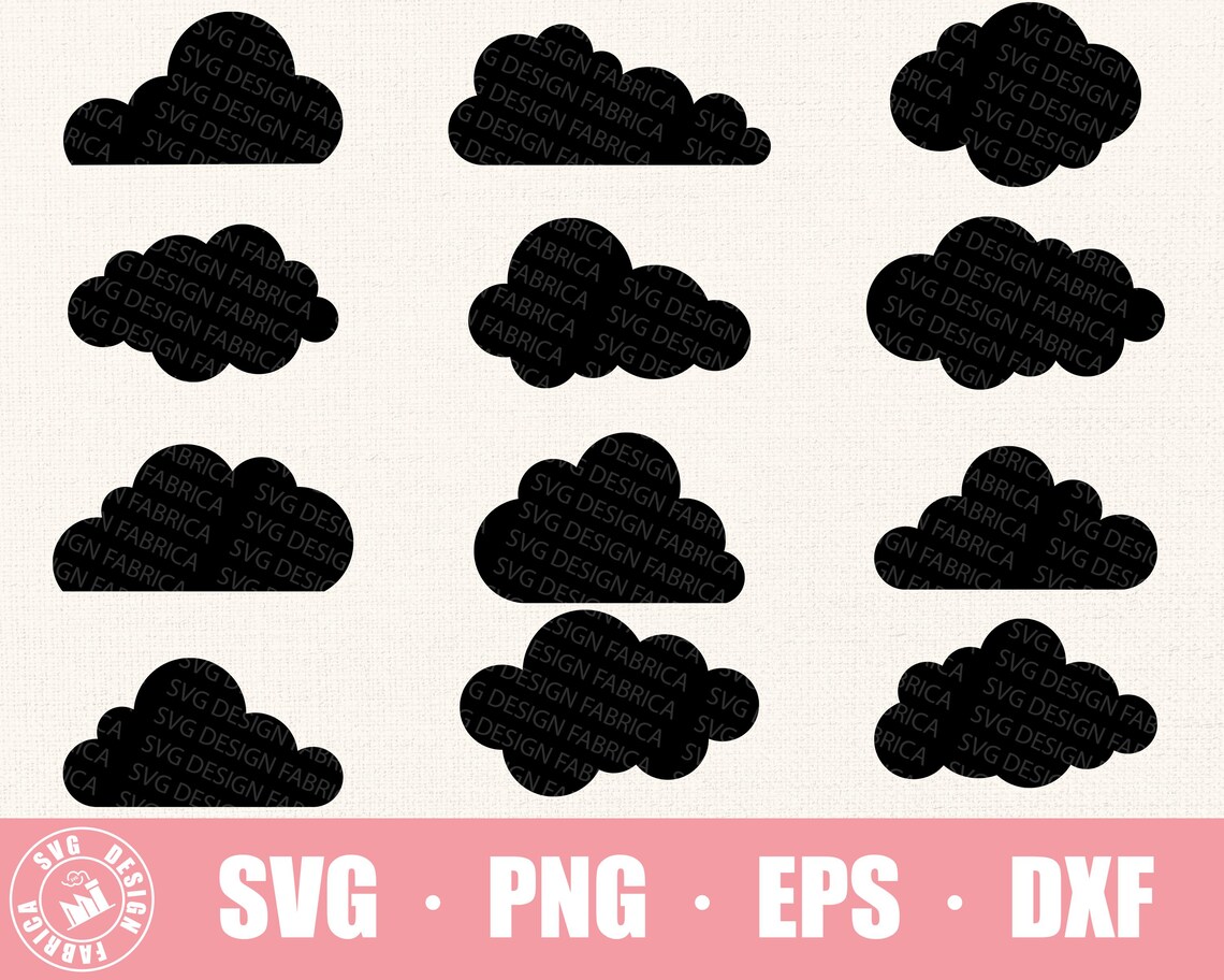Cloud SVG Bundle / Cloud Silhouette / Cloud Shape Vector / Cloud Clip ...