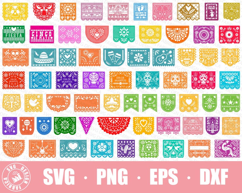 Papel Picado SVG Bundle / Papel Picado PNG Bundle / Papel Picado ...