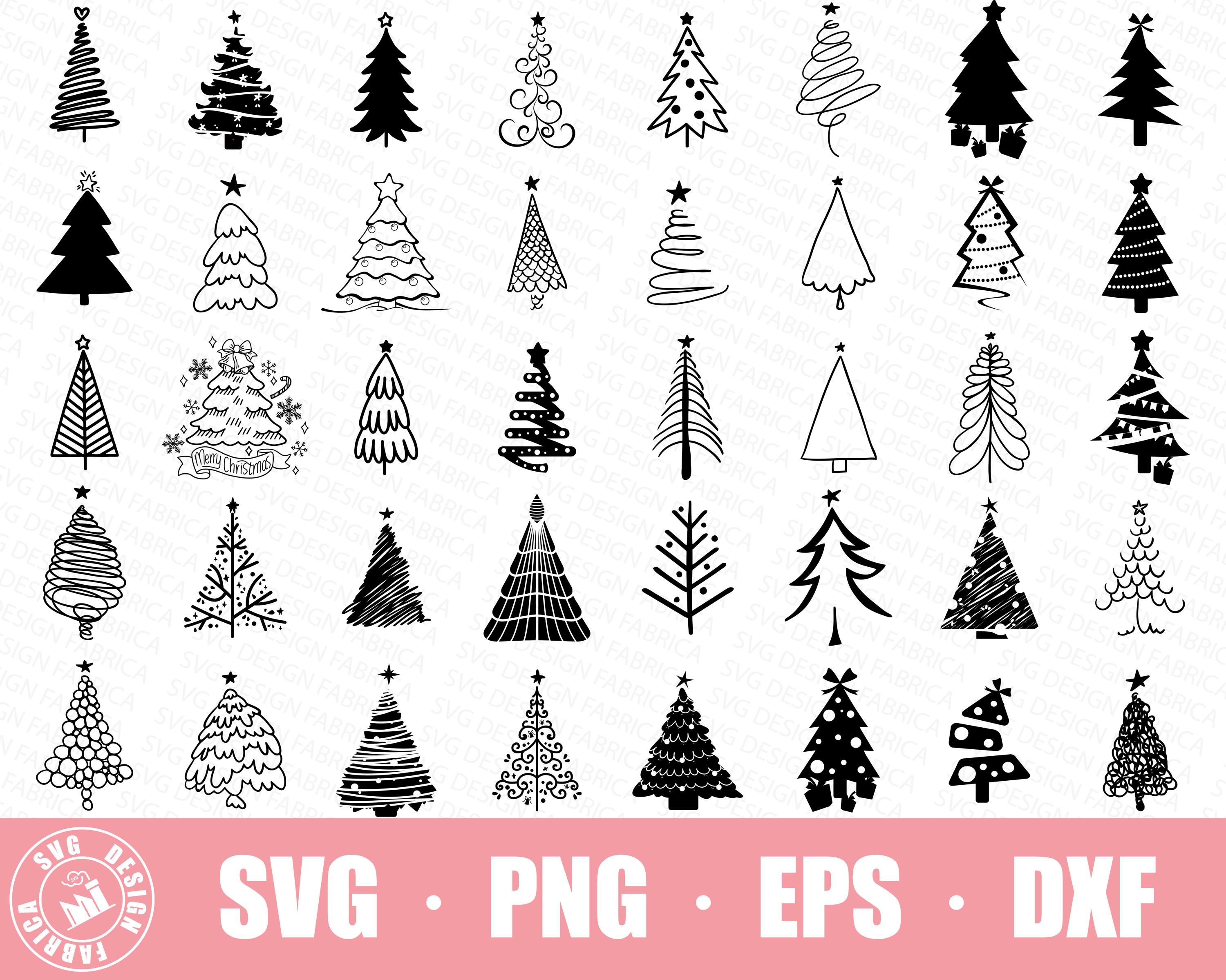 Christmas Trees Svg Bundle / Downloadable Christmas Tree Png Graphics ...