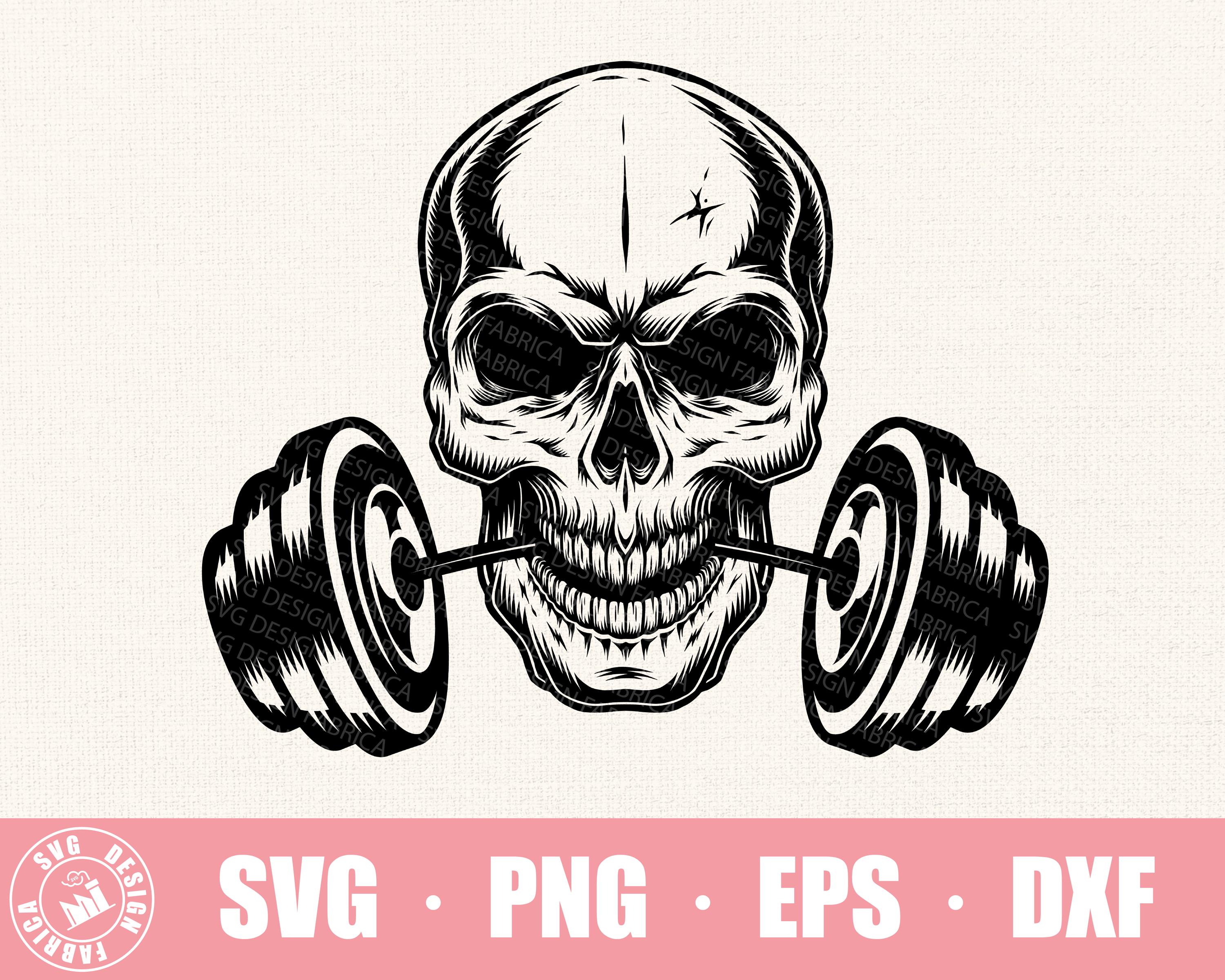 Skeleton Dumbbell Svg / Gym Svg / Workout Shirt Sticker Decal Skull Svg ...