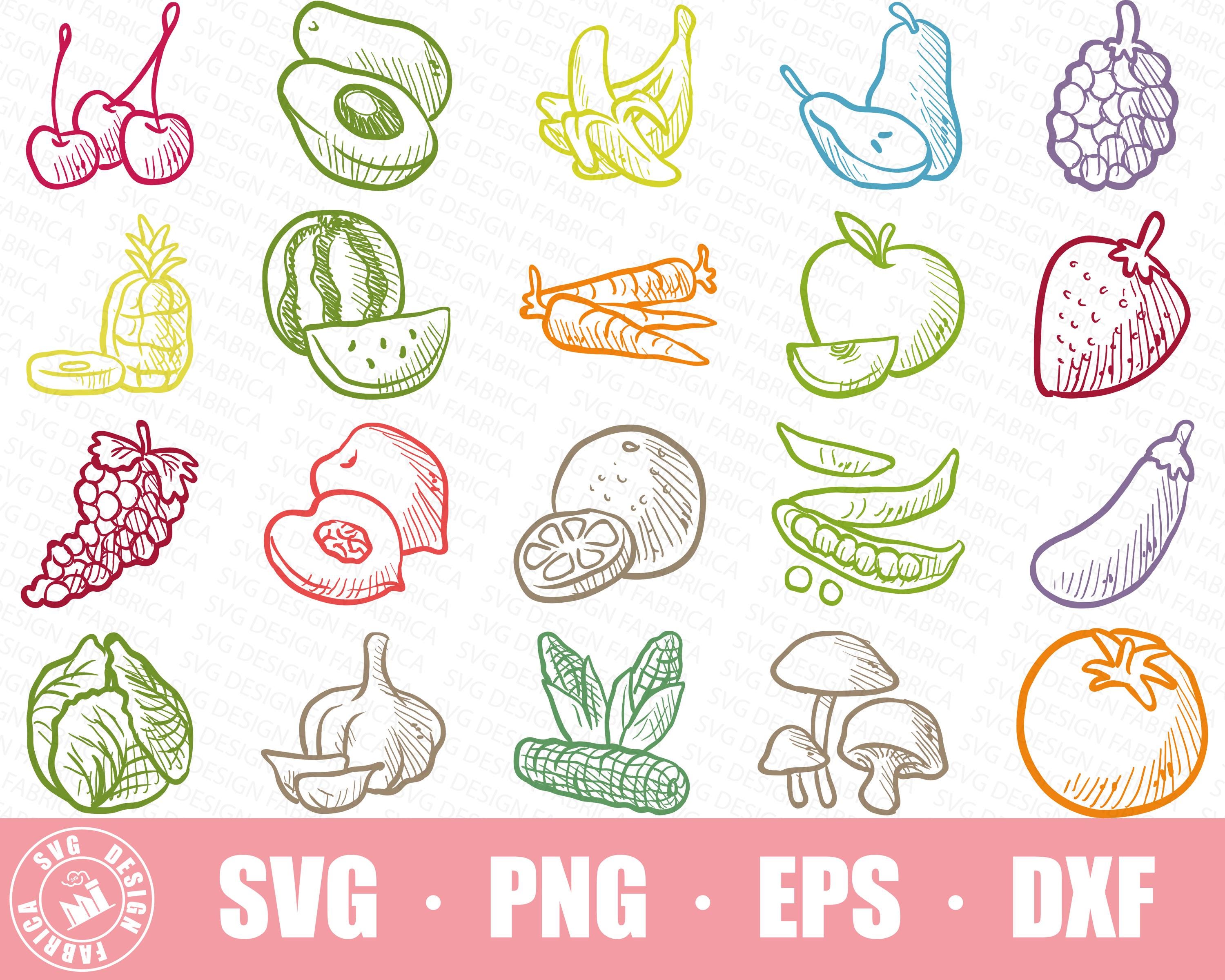Fruit Svg / Cute Fruit Svg / Fruit Bundle Cute Food Svg / Vegetables ...