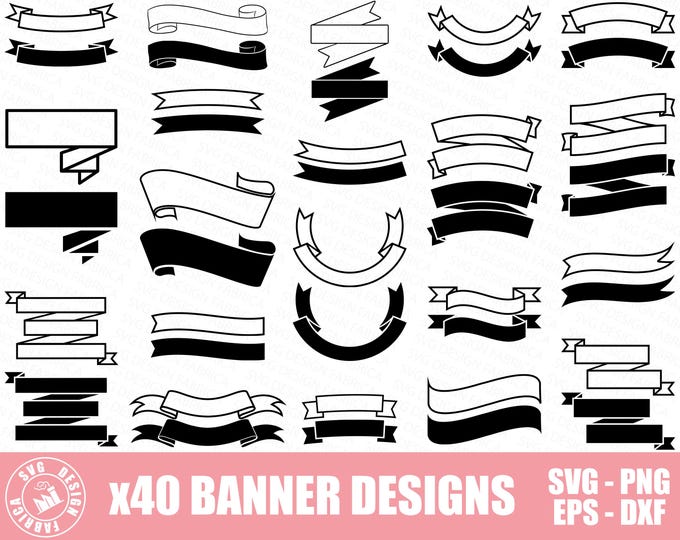Banner Svg, Banners Svg Bundle, Ribbon Svg Bundle, Ribbons Svg, Label ...