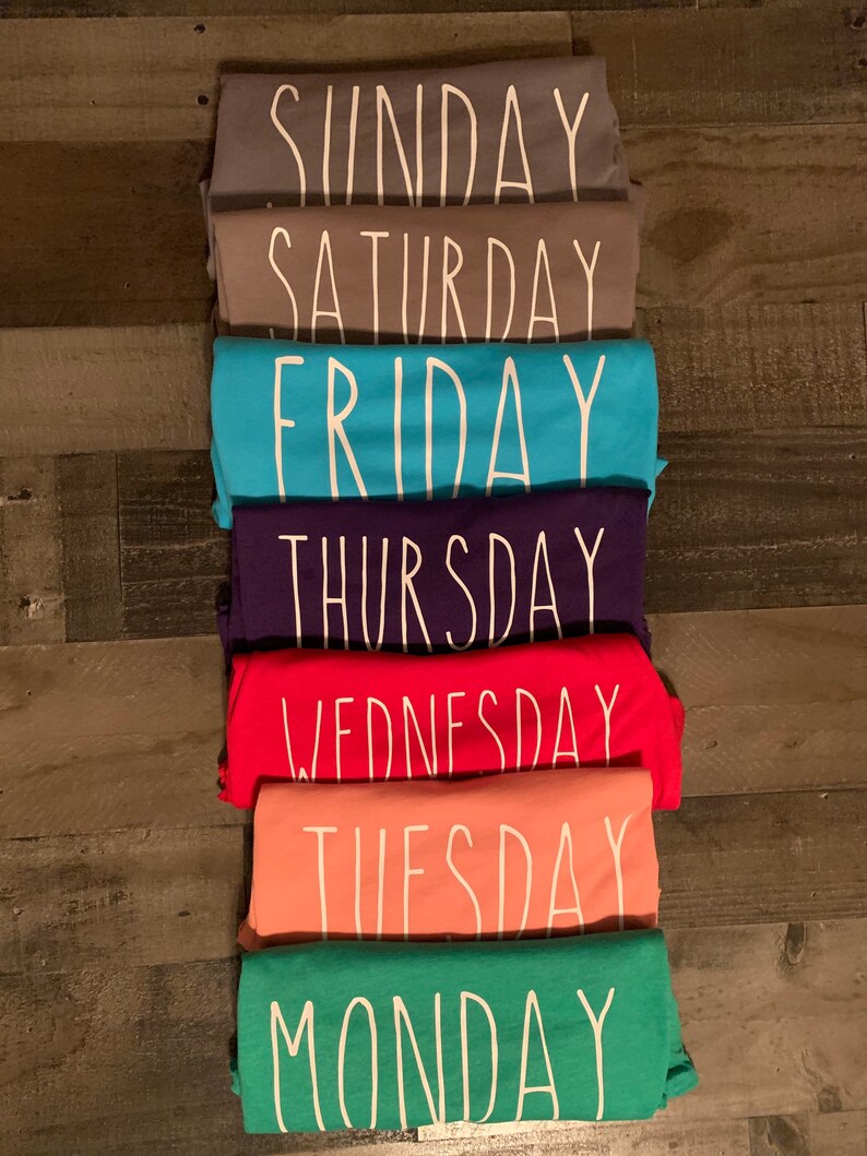 Day of the Week T-shirts set of 7 LEMON YELLOW Free Shipping - Etsy