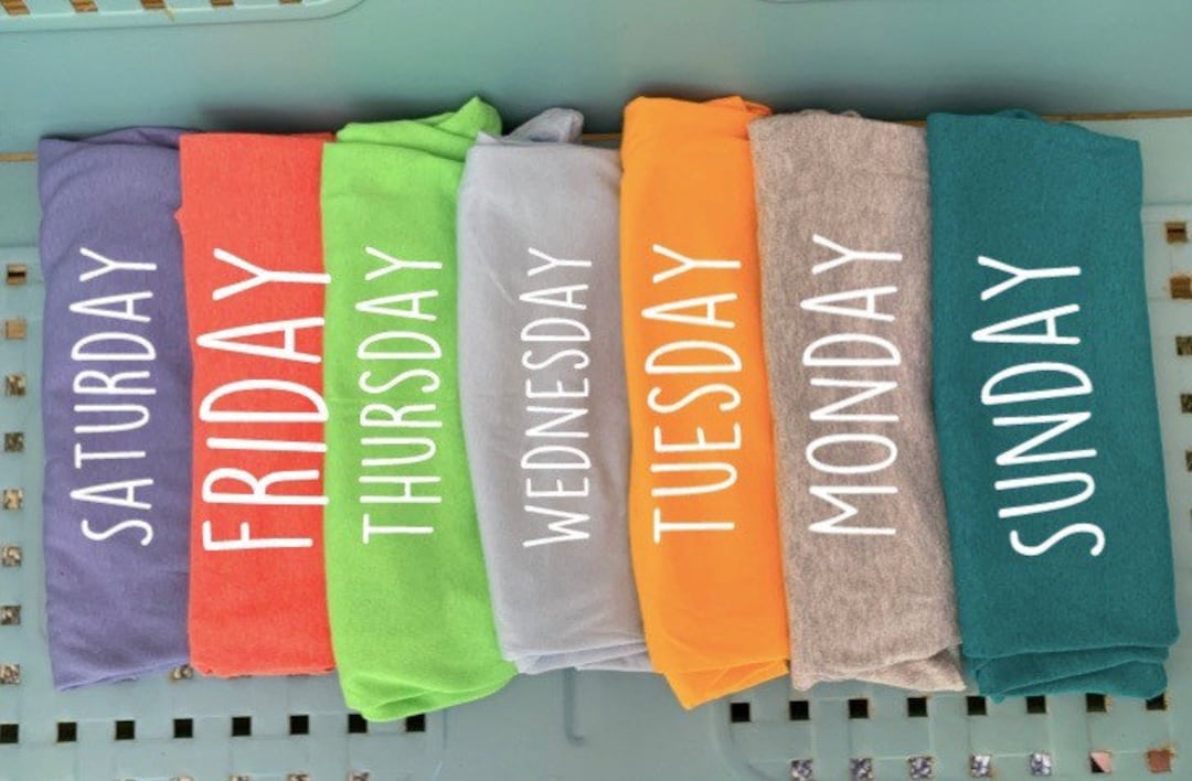 Day of the Week T-shirts (set of 7) LEMON YELLOW - Free Shipping - Etsy