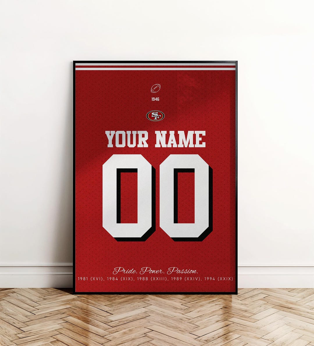 San Francisco 49ers Team Jersey Poster |NFL Custom Name & Number - Etsy