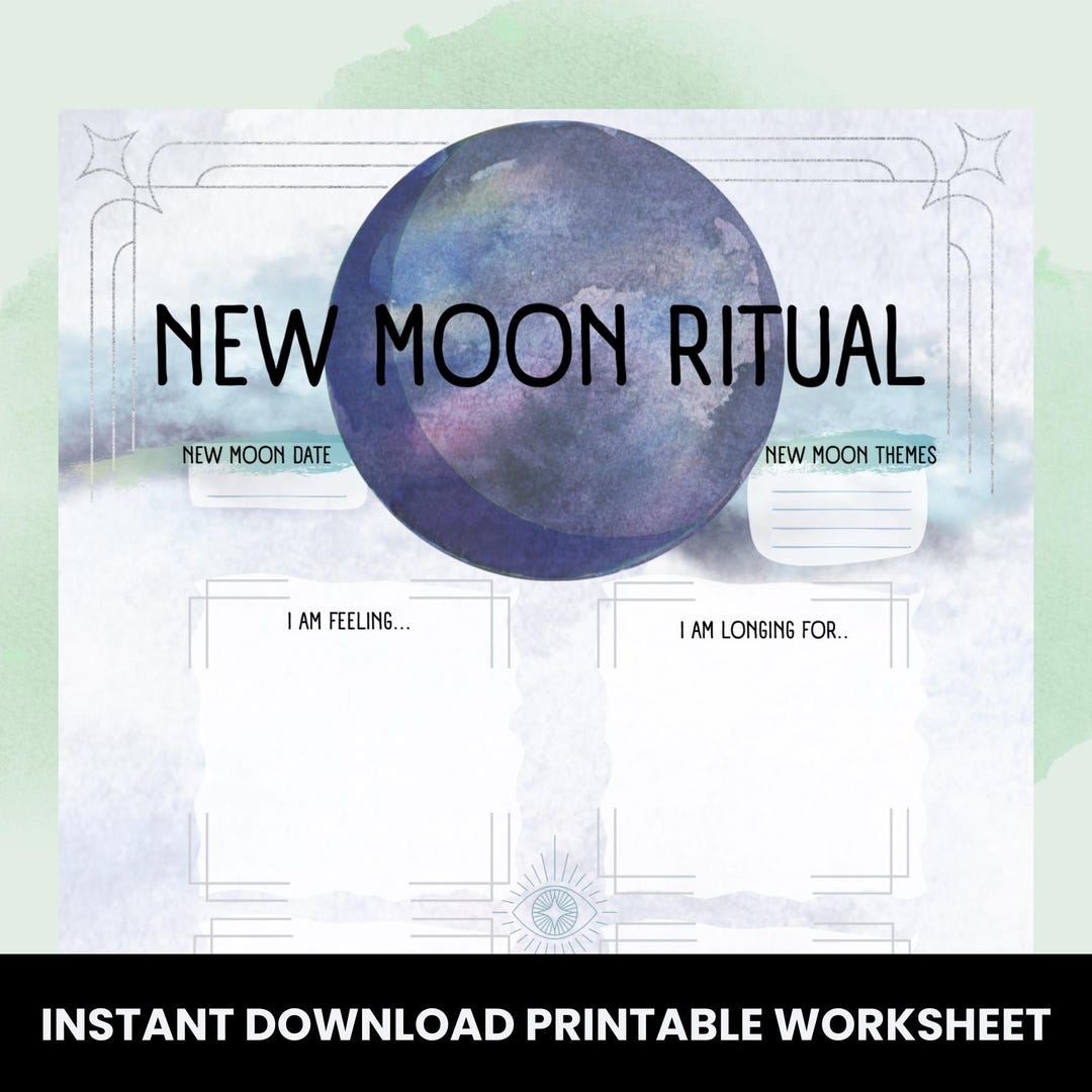 New Moon Ritual Worksheet: Printable Journaling Template (digital ...