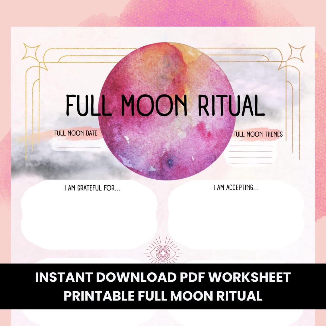 Full Moon Ritual Worksheet: Reflective Journal Prompts (printable PDF ...