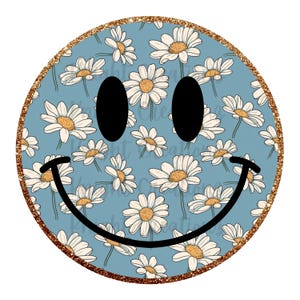 Retro Daisy Smiley Face PNG | Groovy Happy Face Clipart | High ...