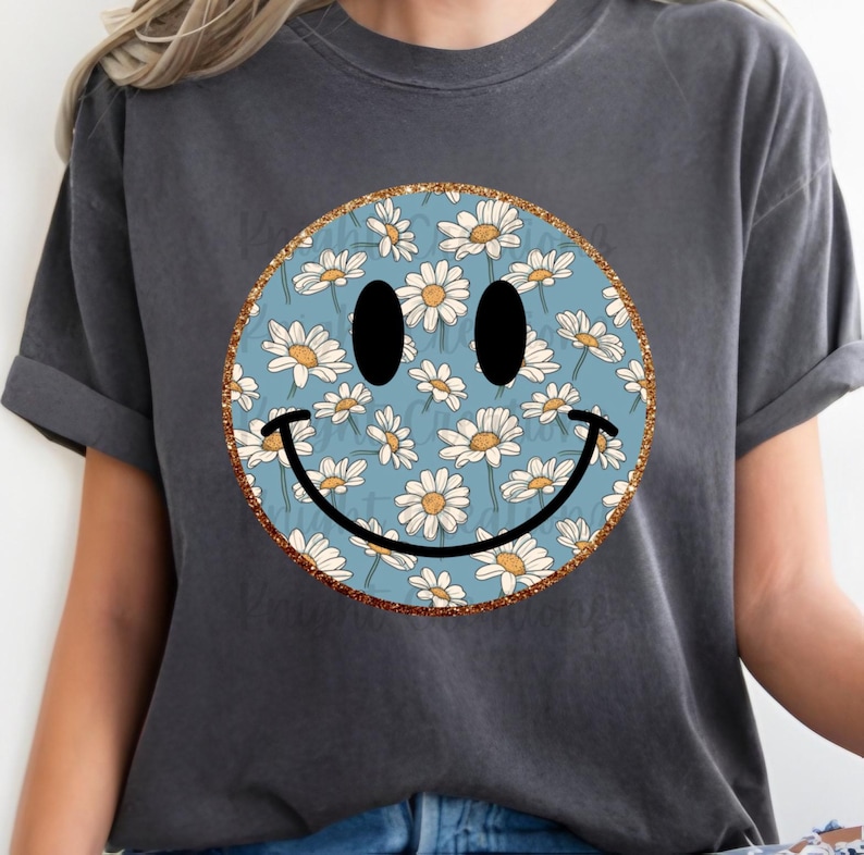 Retro Daisy Smiley Face PNG | Groovy Happy Face Clipart | High ...