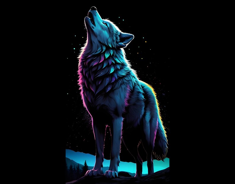 Neon Animal Designs! Cool Neon Wolf Design - PNG, SVG Bundle! - Etsy