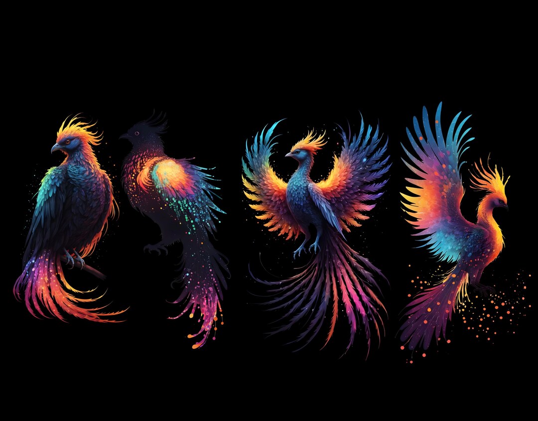 Neon Animal Designs! Cool Neon Phoenix Designs - PNG, SVG Bundle! - Etsy