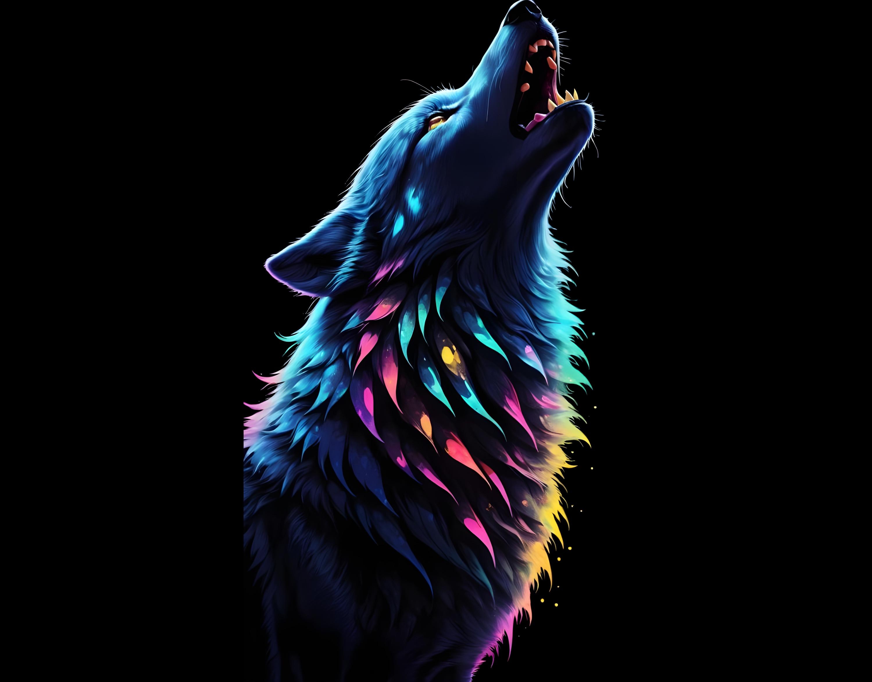 Neon Animal Designs! Cool Neon Wolf Design - PNG, SVG Bundle! - Etsy