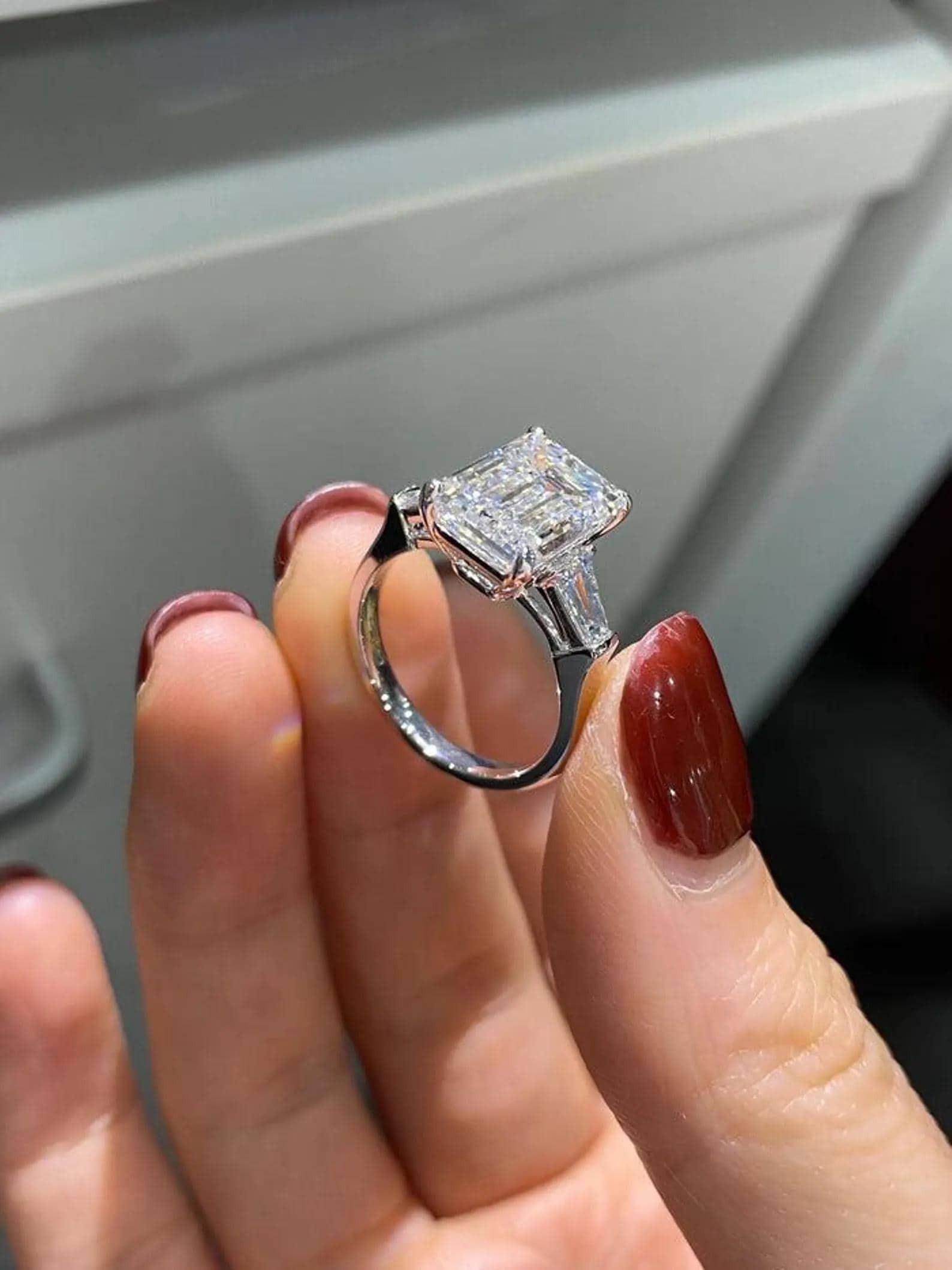 3 Carat Emerald Cut Moissanite Diamond Ring Emerald and Tapered ...