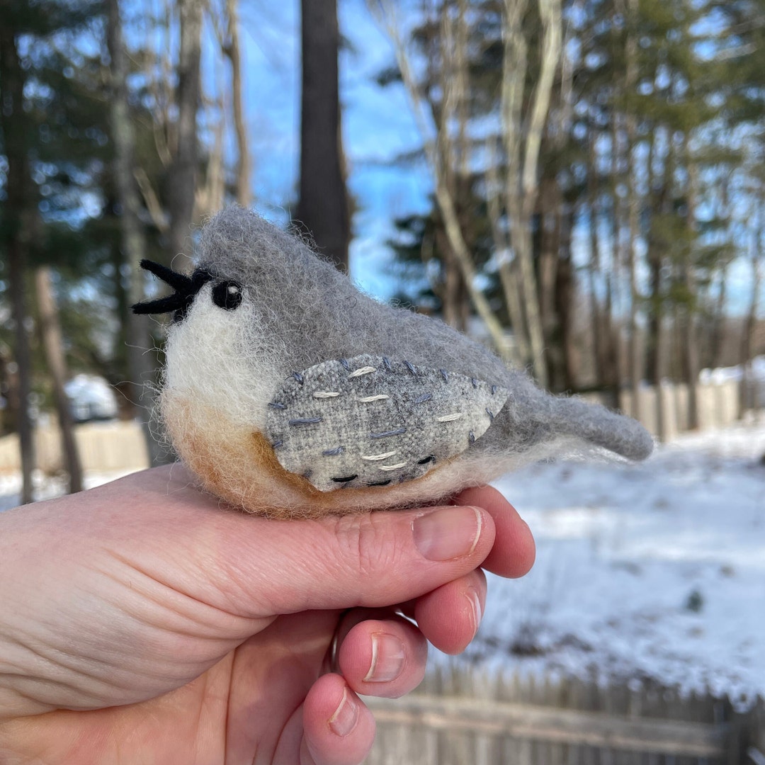Needle Felted Bird, Wool Animal Sculpture, Felted Tufted Titmouse ...