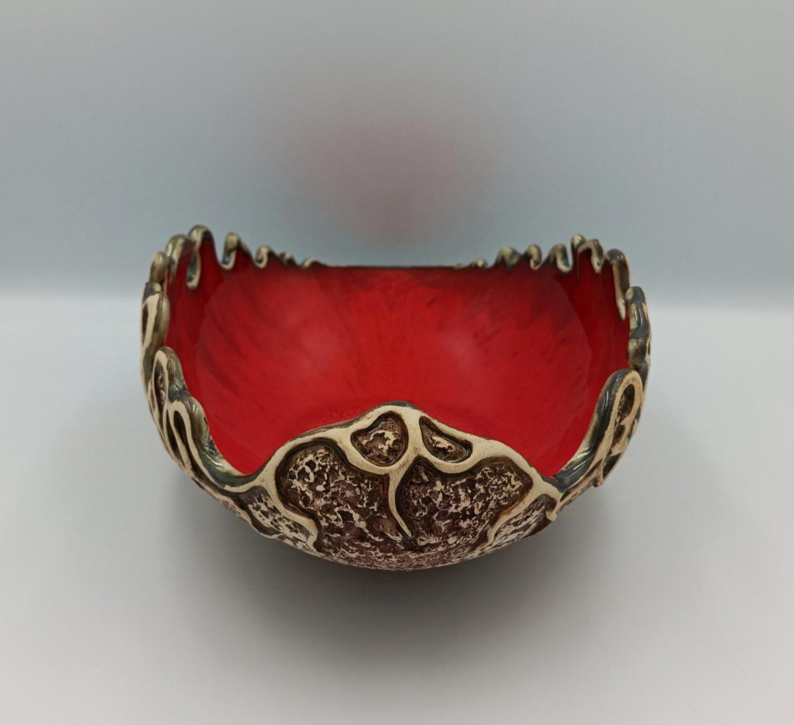 Handmade Red Ceramic Fruit Bowl: Nature-inspired Centerpiece,gift for ...