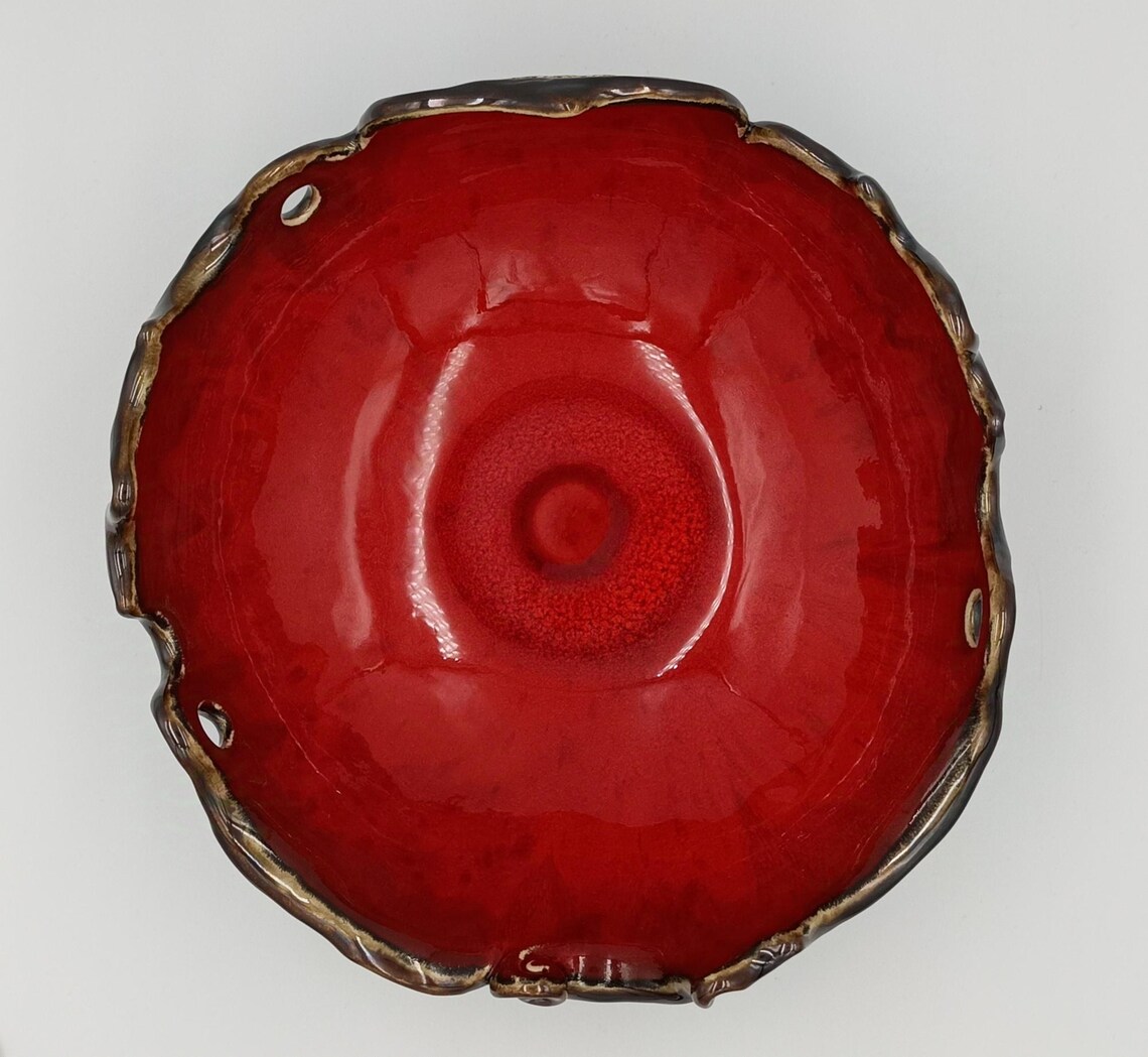 Handmade Red Glazed Ceramic Fruit Bowl: Modern Art Home Decor,christmas ...
