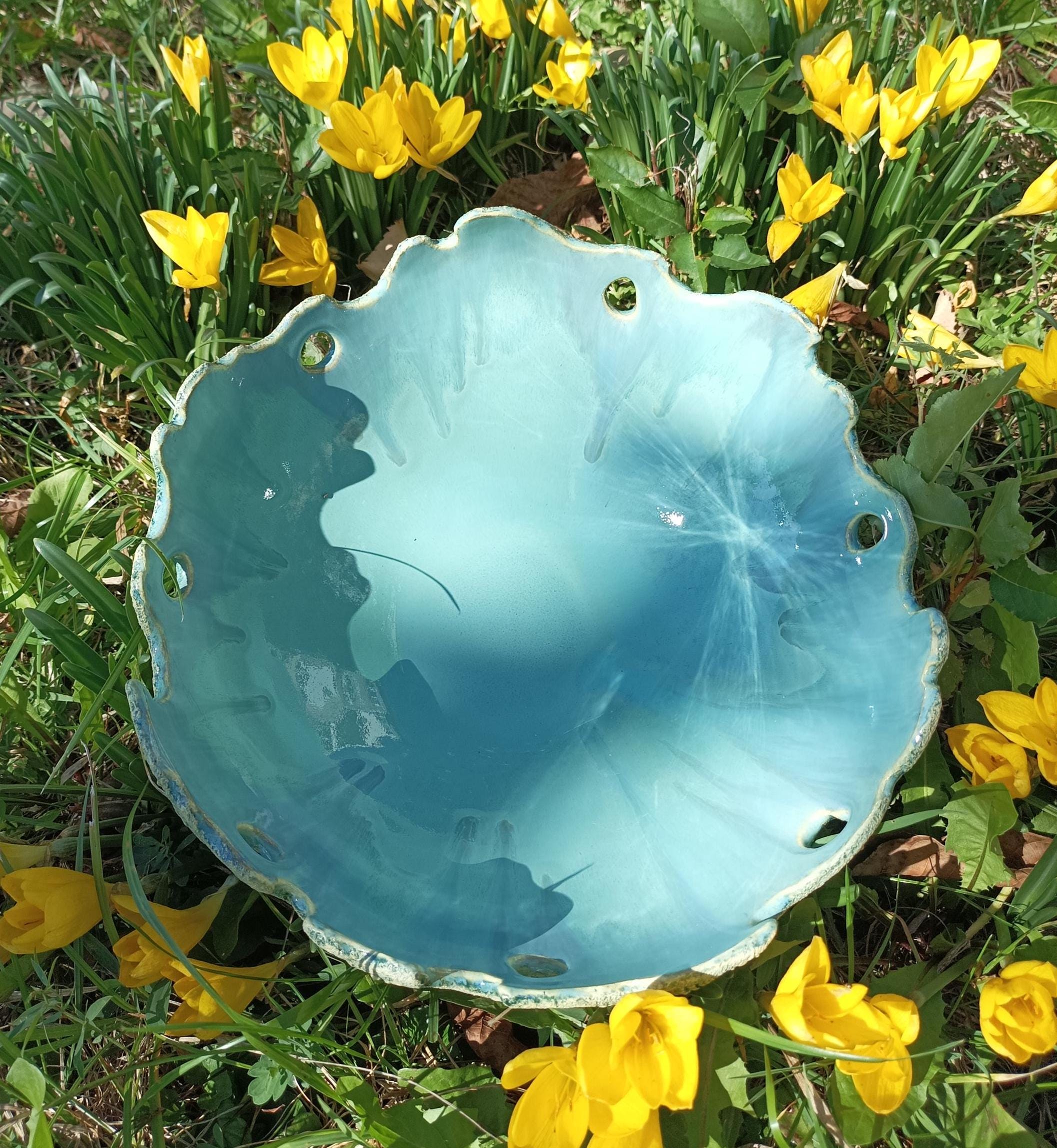 Handmade Turquoise Ceramic Bowl: Marine Glazed Pottery Centerpiece ...