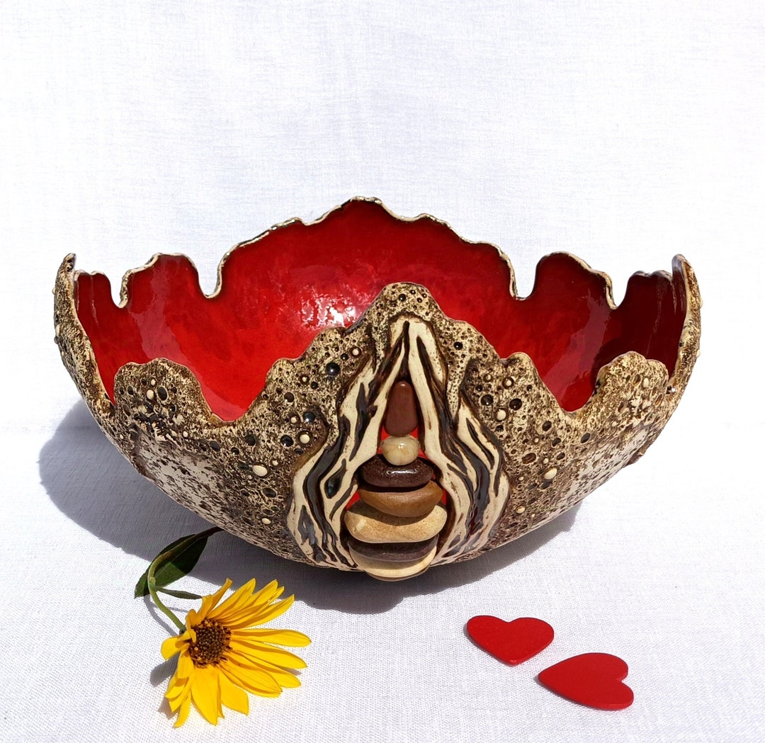 Large Red Bowl, Organic Ceramic Art, Modern Pottery, Hand-glazed Bowl ...