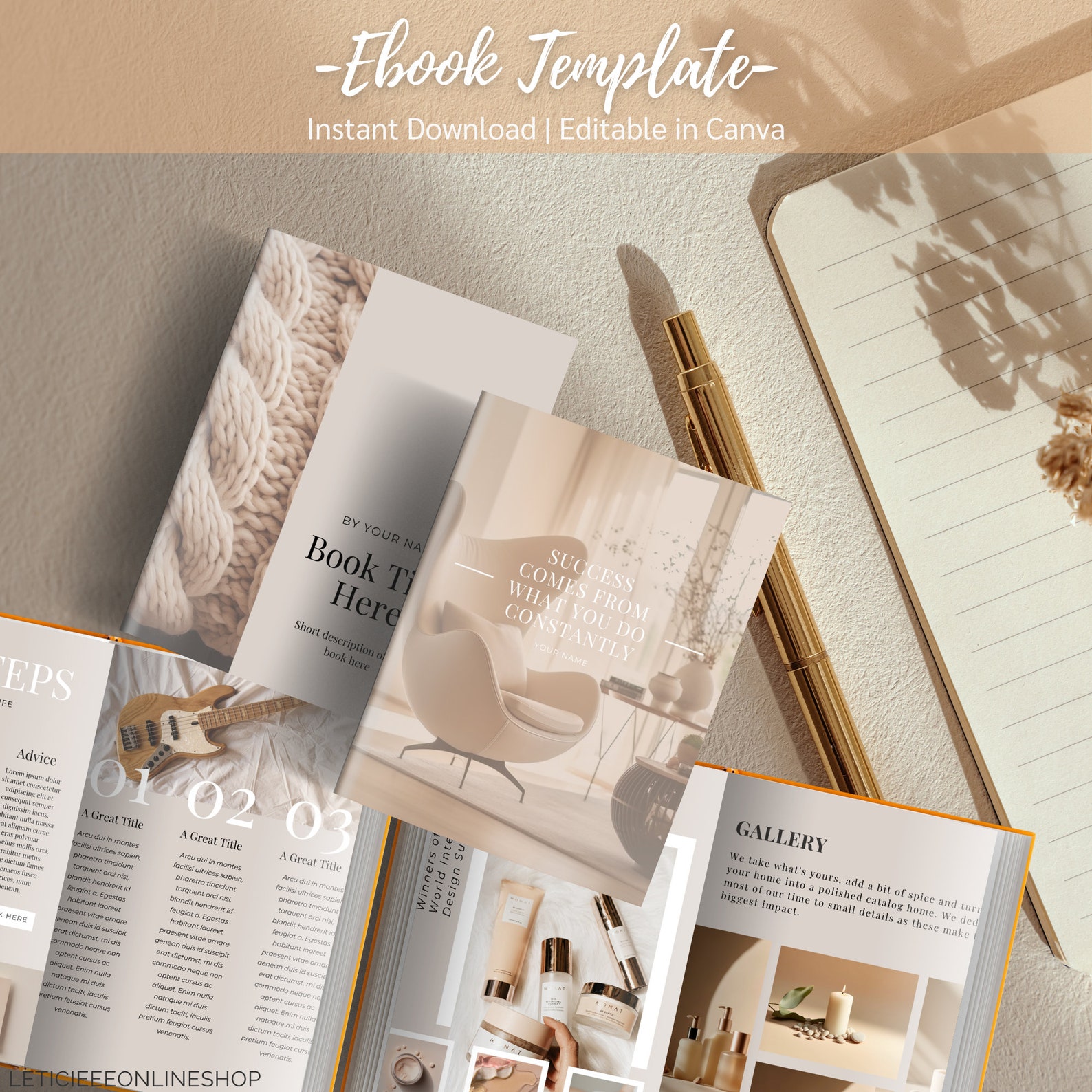 Ebook Template - Canva - Professional Ebook Design - Customizable Ebook ...