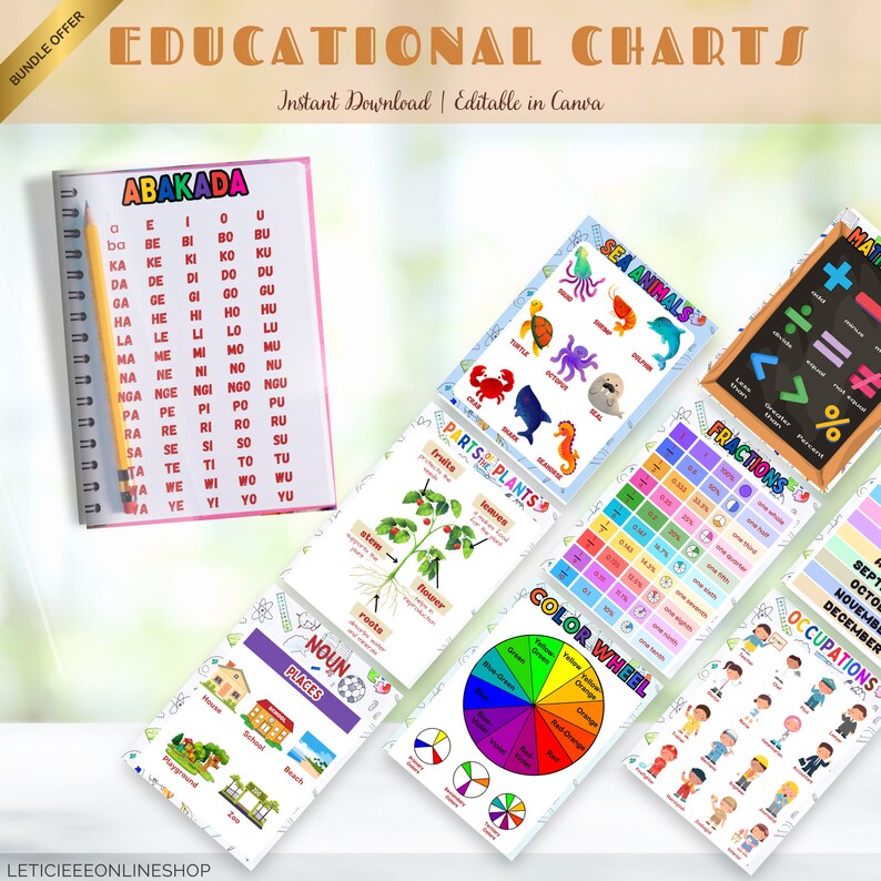 Educational Charts Bundle for Kids - Digital Learning Charts ...