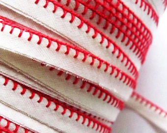 Red and White Vintage 7/8 Inch Trim. 1950's Floral Trim - Etsy