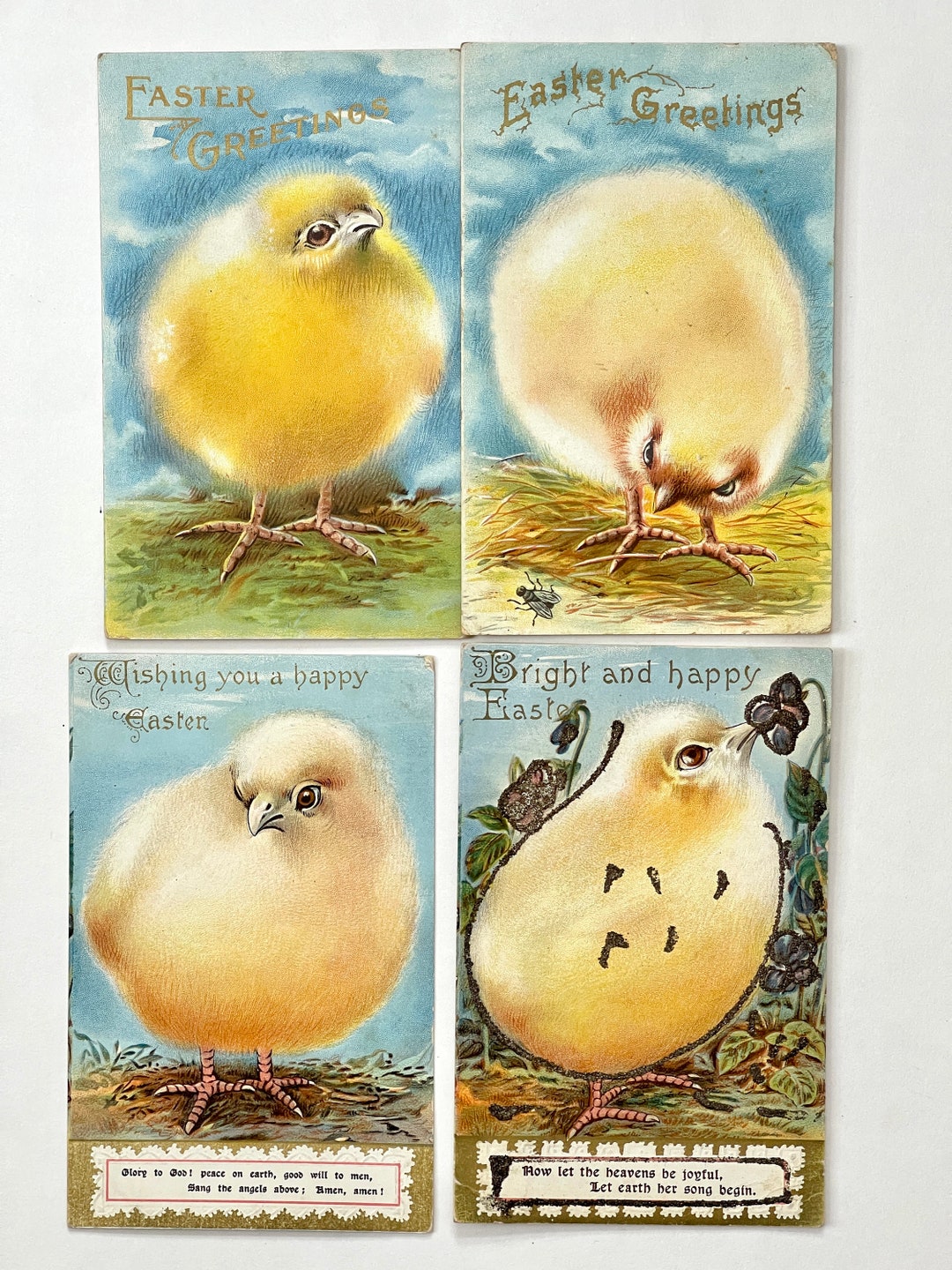 4 Antique Easter Fat Chick Postcards - Etsy