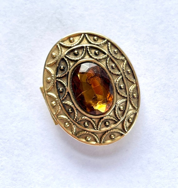 Vintage Avon Perfume Locket Pin - Gem