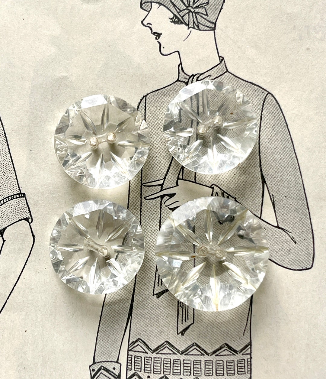 Vintage Clear Glass Buttons - Etsy