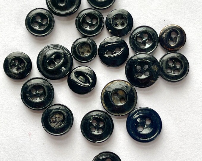 Antique Black China Buttons - Etsy