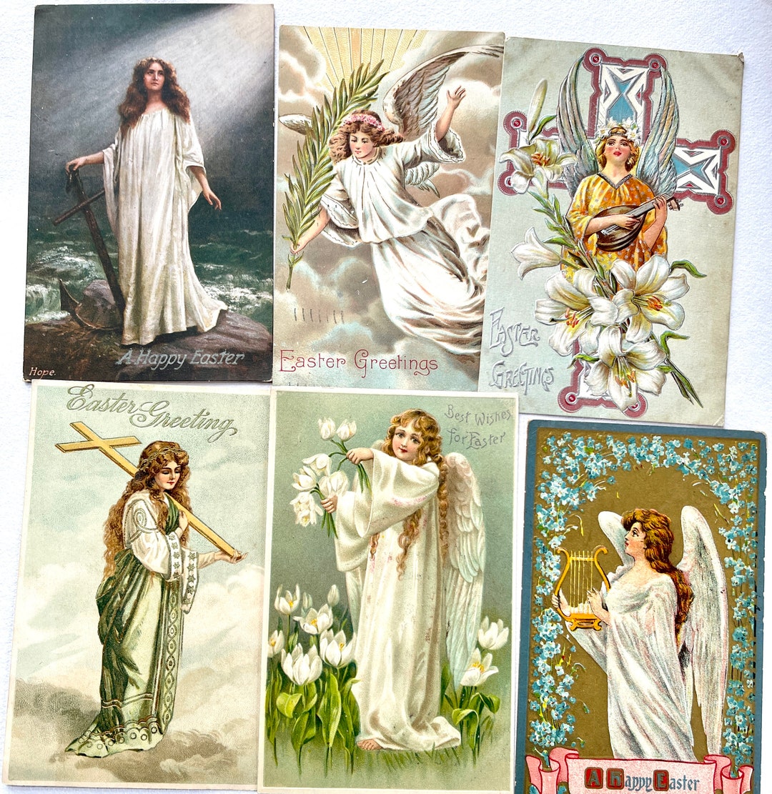 6 Vintage Easter Angel Postcards - Etsy