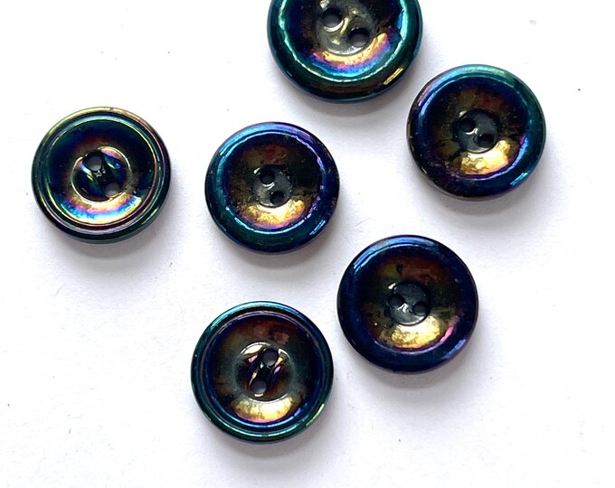 Antique Black Iridescent China Buttons - Etsy