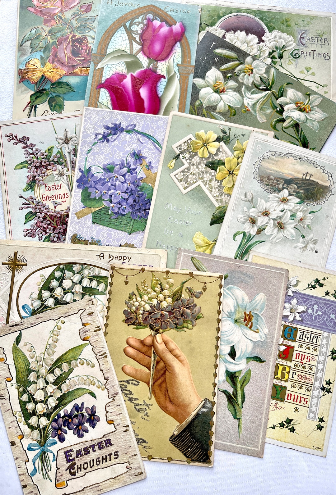 13 Vintage Easter Flower Postcards - Etsy