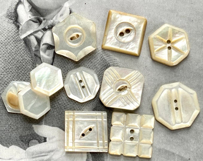 Antique Carved Shell Mop Buttons - Etsy