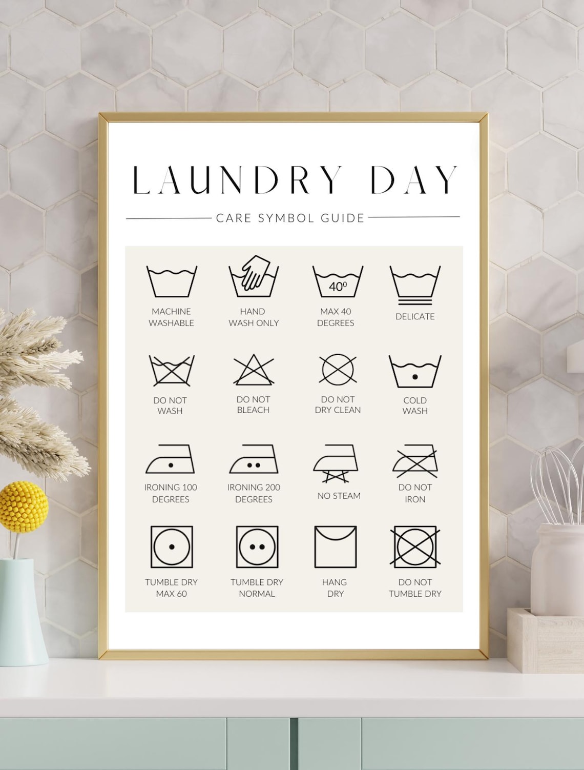Printable Laundry Care Guide, A4 Wall Poster, Digital Download, Laundry ...