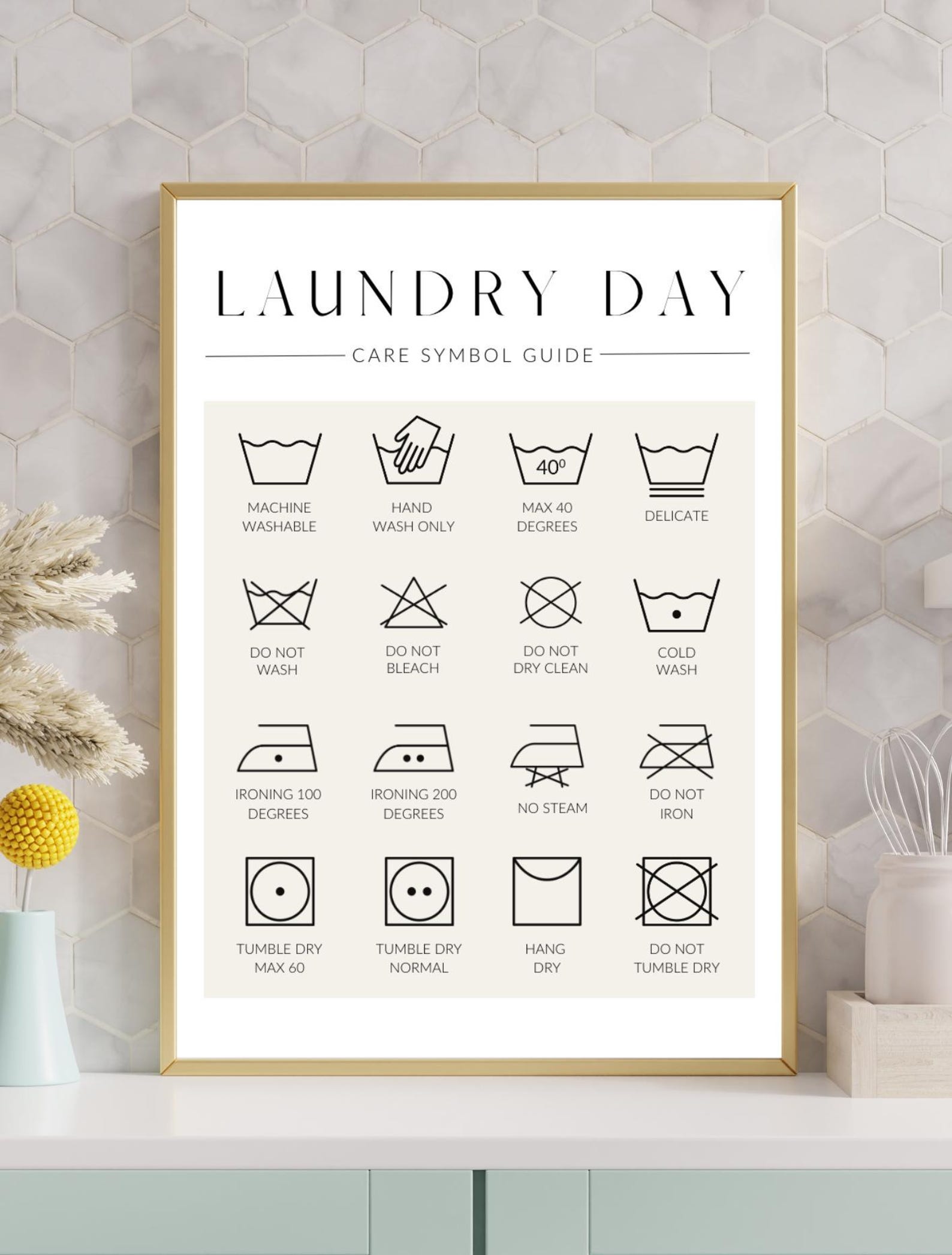 Printable Laundry Care Guide, A4 Wall Poster, Digital Download, Laundry ...