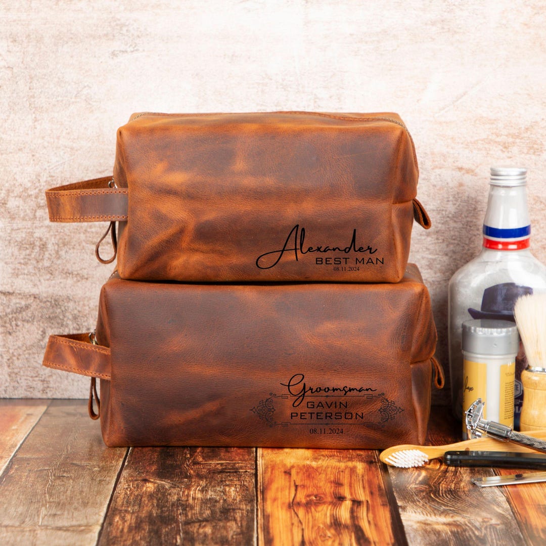 Custom Engraved Leather Dopp Kit – Unique Grooming Kit for Travel, Best ...
