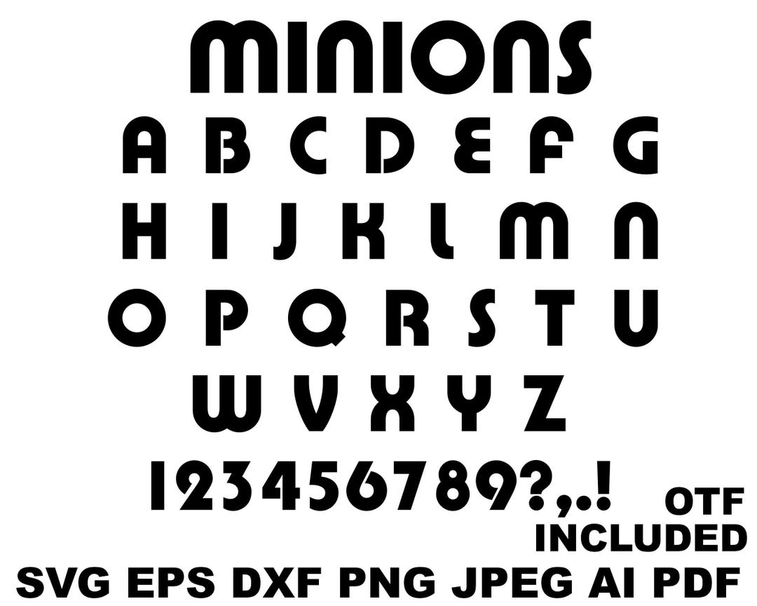 Minions Font Svg, Minions Svg, Minions Party Font, Minions Letters Svg ...