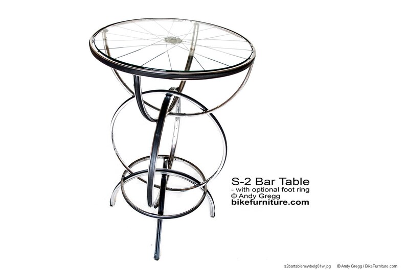 S-2 Bar Height Pub Table - Chromed Steel Bicycle Rims Glass Top - Etsy