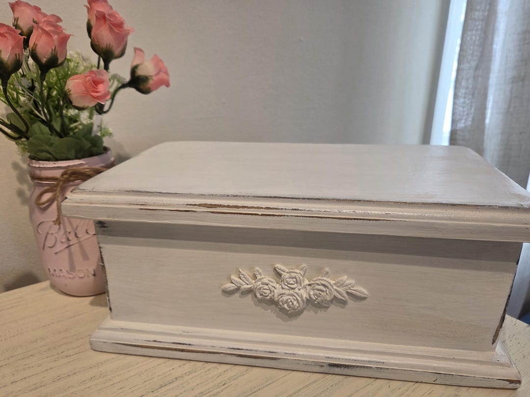 Distressed White Trinket Box, Shabby Chic Jewelry Storage - Etsy