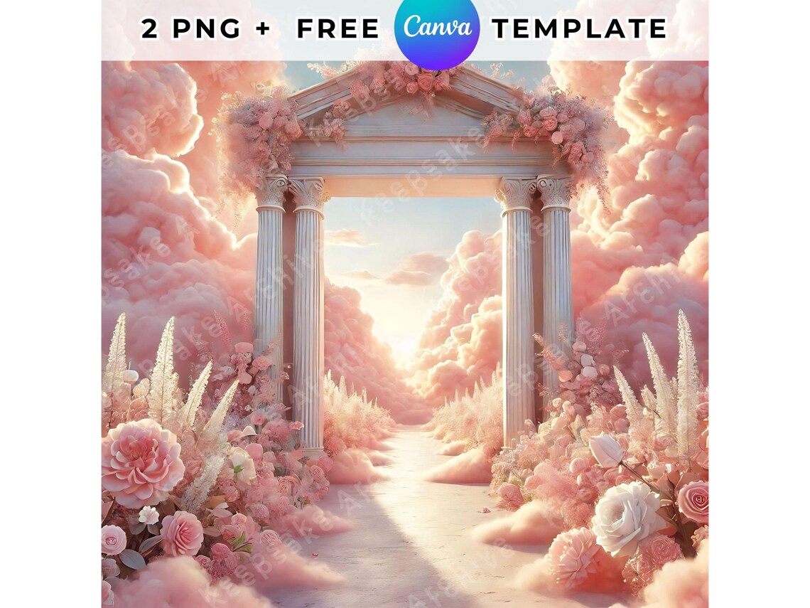 Pink Memorial Background PNG Heavens Gate in Loving Memory Backdrop Rip ...