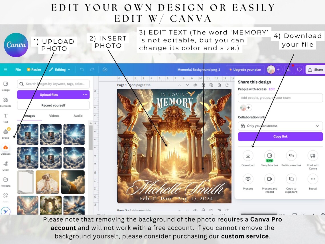 Gold Memorial Background Png Heaven Gate Angel Background in Loving ...