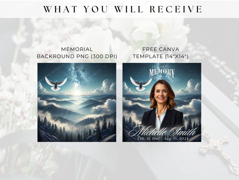 Blue Memorial Background PNG Funeral Template Printable Dove Mountain ...