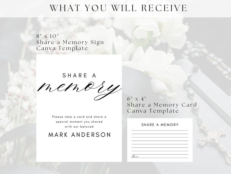 Share a Memory Funeral Sign and Share a Memory Card Minimalist Memory ...