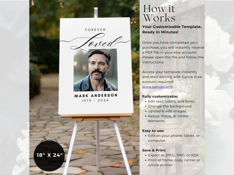 Funeral Welcome Sign Forever Loved Sign Printable Memorial Sign ...
